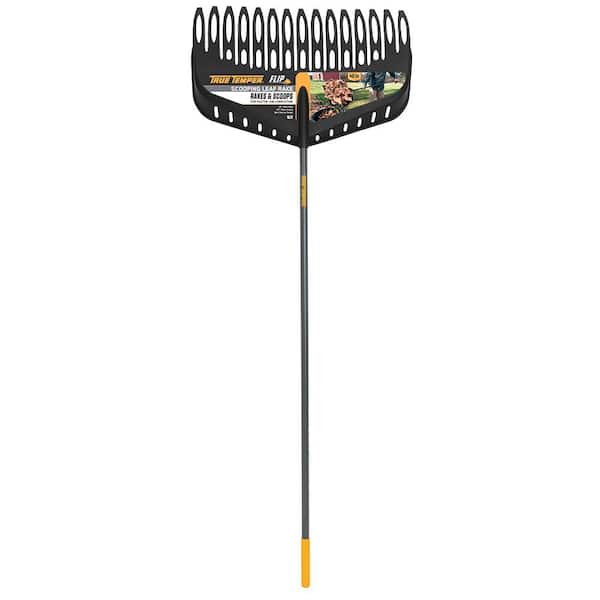 True Temper 26 in. Wide 60 in. Steel Handle Flip Scooping Leaf Rake ...
