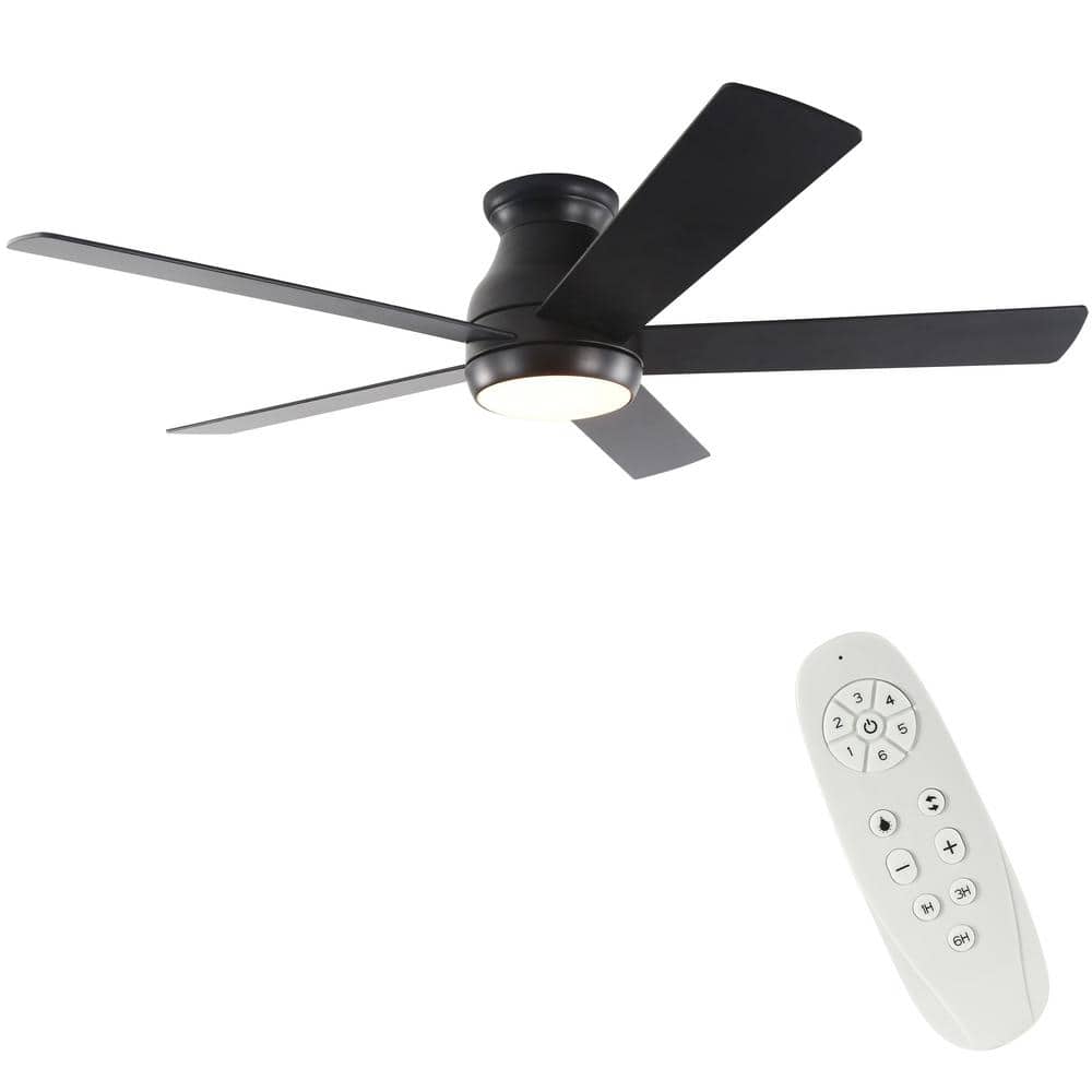 FINXIN 52 in. Indoor Integrated LED Light Flush Mount Black Ceiling ...