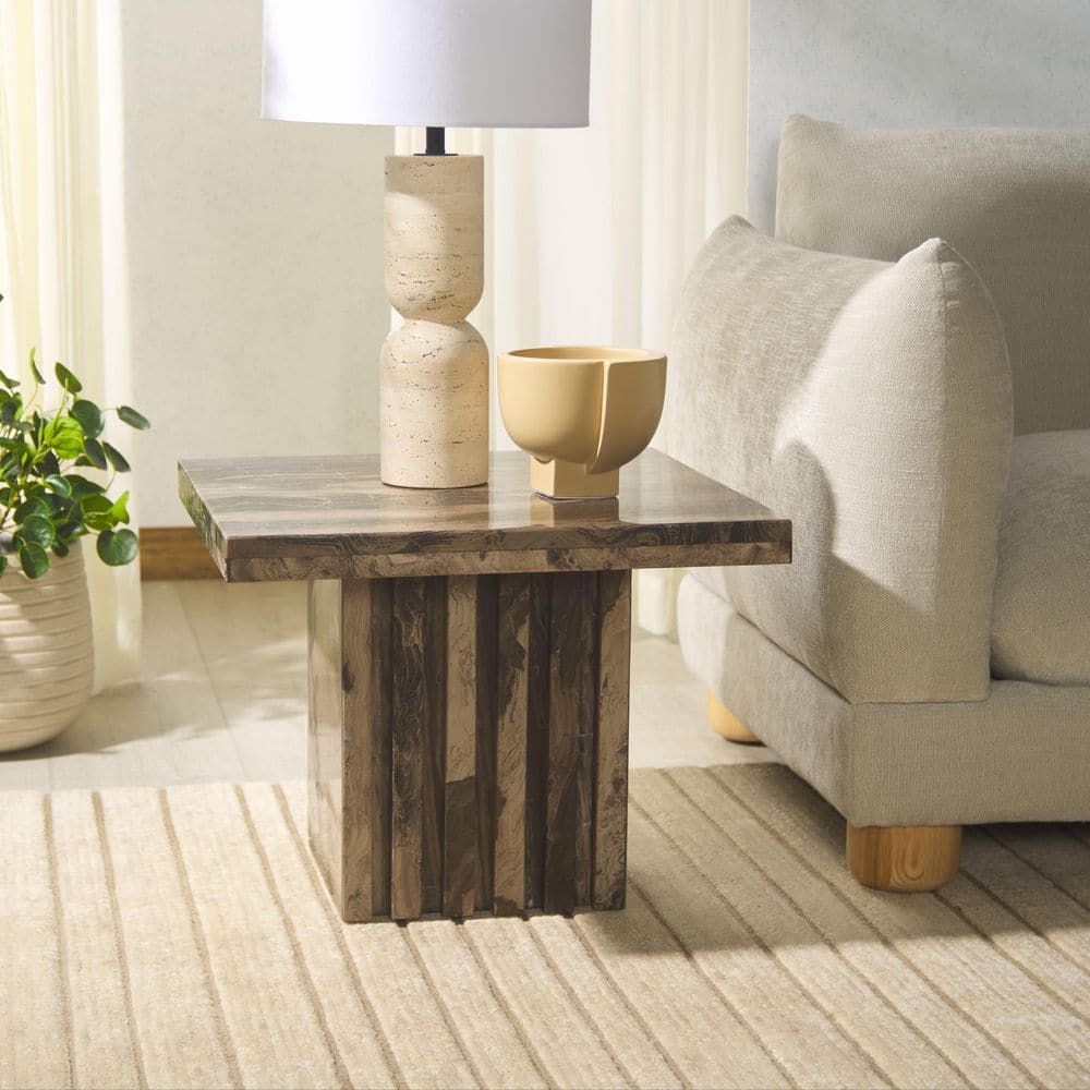 SAFAVIEH Olivia 21 in. Sqaure Marble End Table SFV9701B-2BX - The Home ...