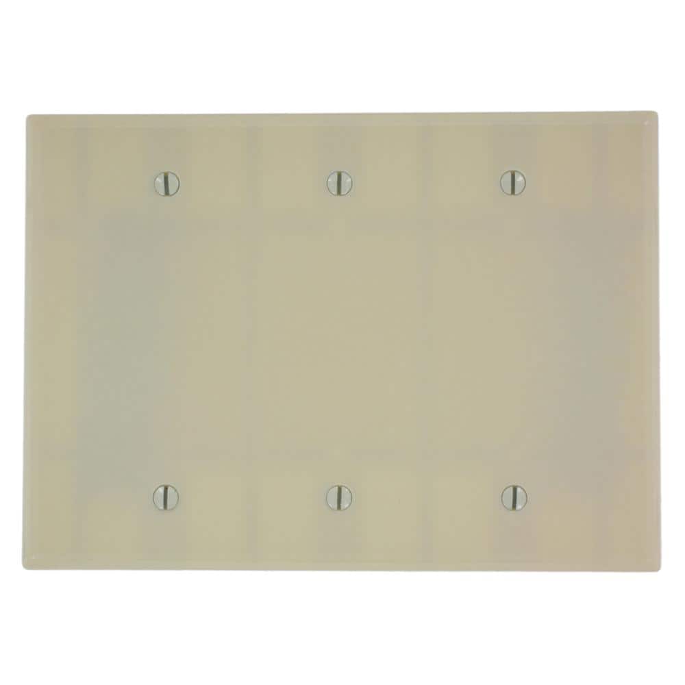 Leviton 3-Gang Ivory Blank Plate Plastic Midway/Midsize Wall Plate (1 ...