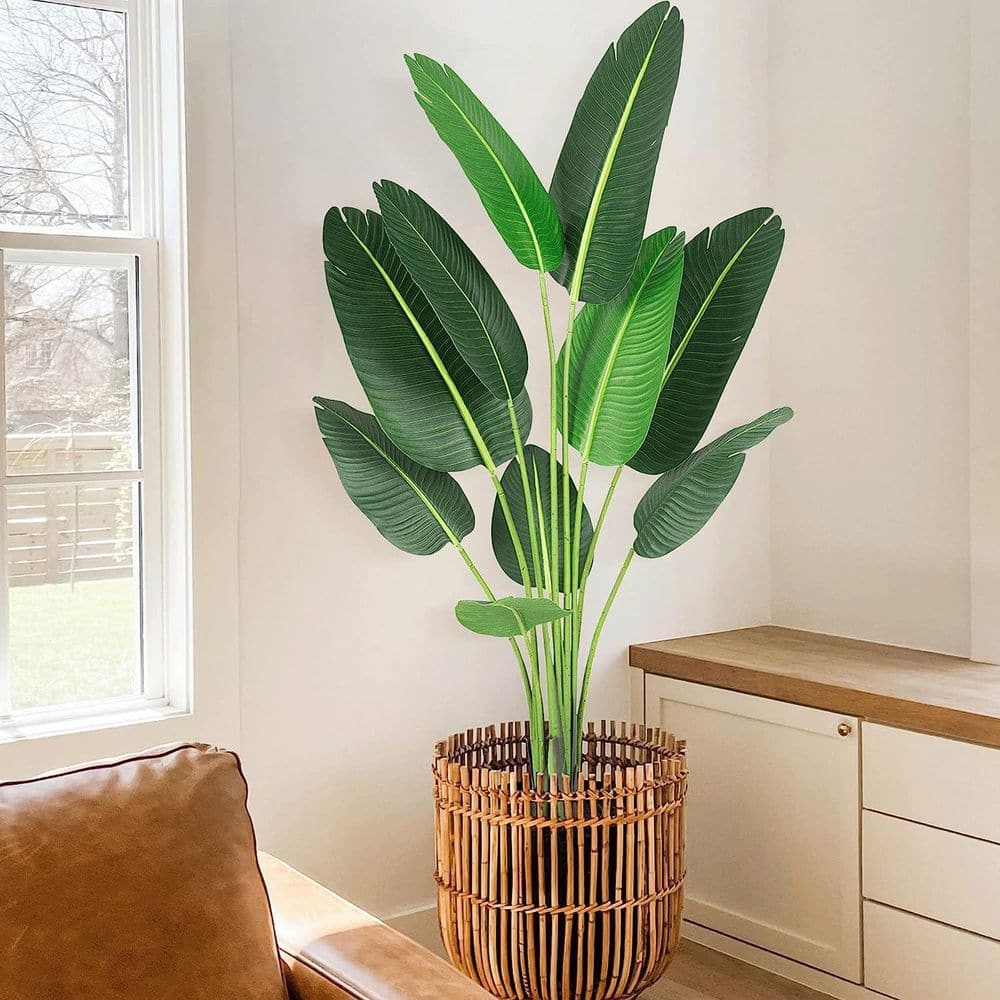 4 ft. Artificial Bird of Paradise Faux Tropical Palm Tree with 10 ...