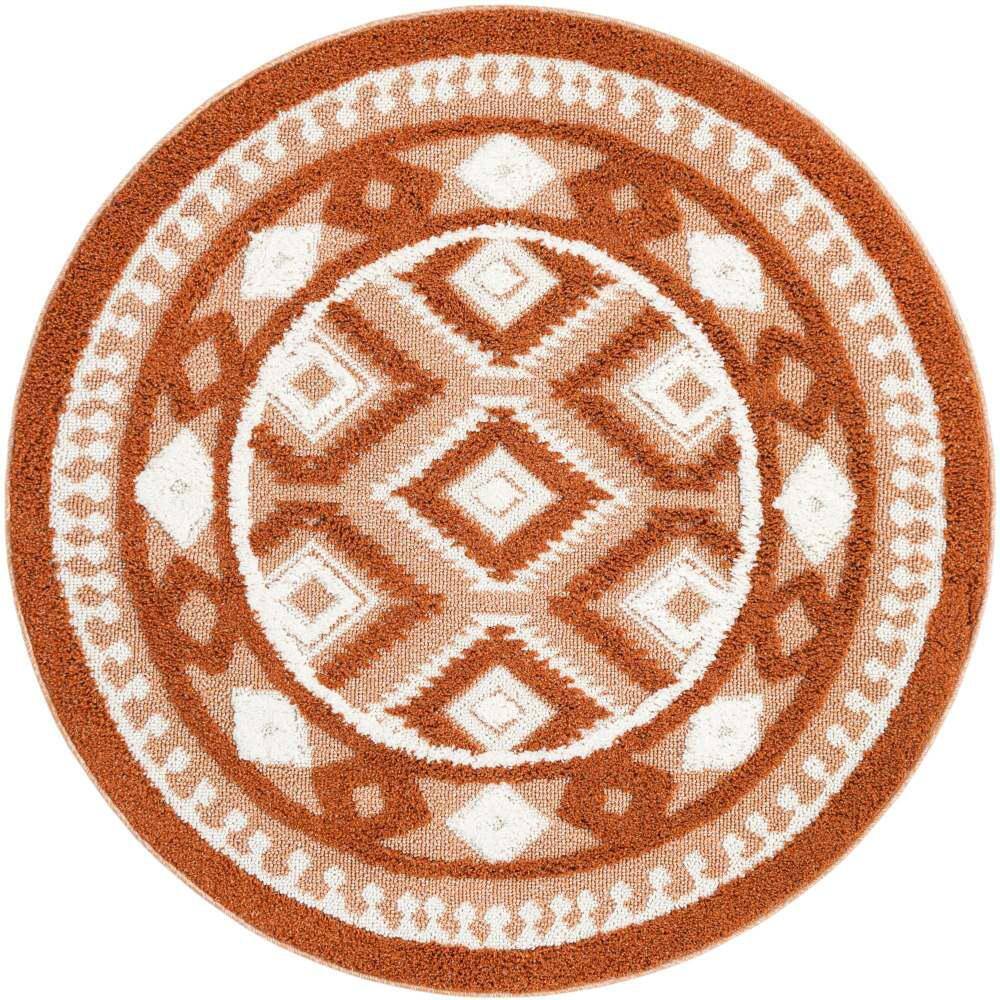 Unique Loom Boho Gigi Rust Red 5 ft. 3 in. x 5 ft. 3 in. Area Rug ...