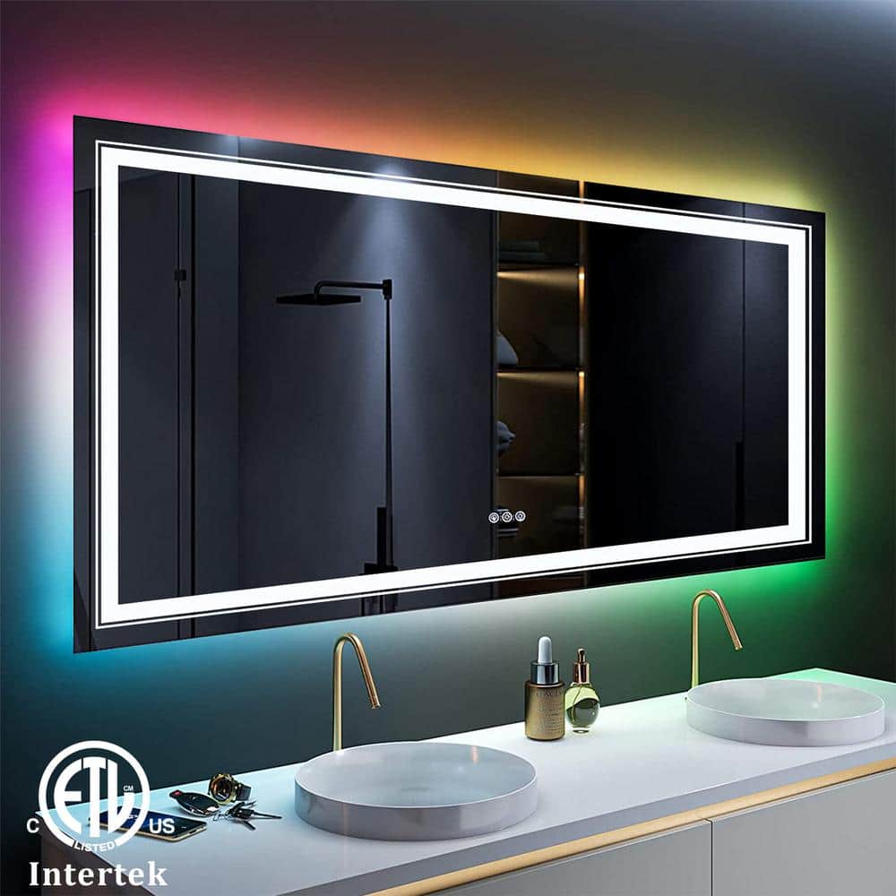 Apmir 72 in. W x 36 in. H Rectangular Frameless RGB Backlit & LED ...