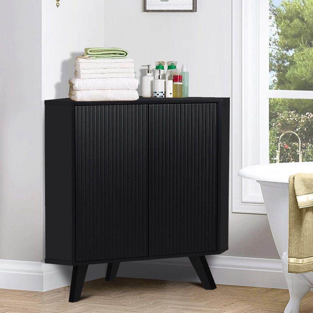 ATHMILE Black 15.74 in. H Corner Storage Cabinet with Adjustable ...