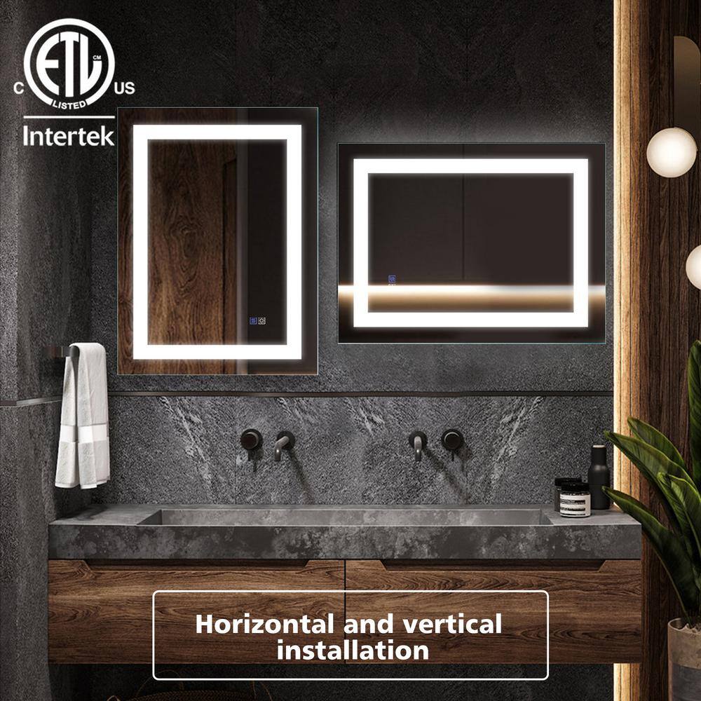 EAKYHOM 24 in. W x 32 in. H Rectangular Frameless Anti-Fog LED ...