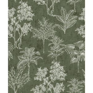 Zen Collection Green Tumbling Leaf Sheen Finish Non-Pasted Non-Woven ...