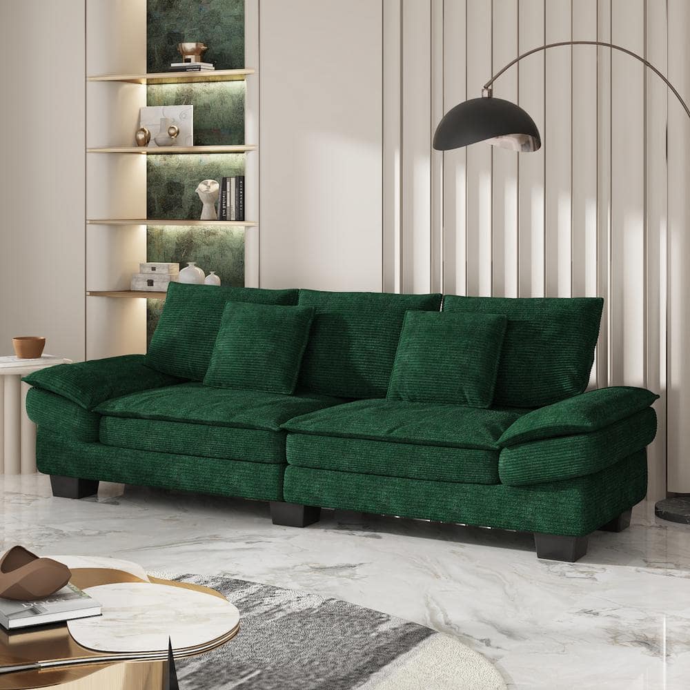 FUFU&GAGA 88.2 in. W Slope Arms Corduroy Fabric Rectangle Couch Sofa ...