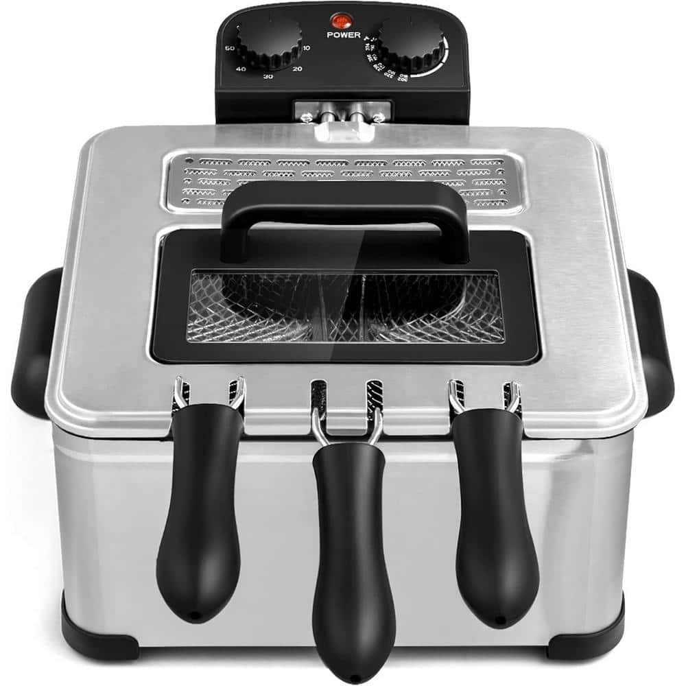 5.3 qt. Electric Stainless Steel Deep Fryer with Timer and Frying ...