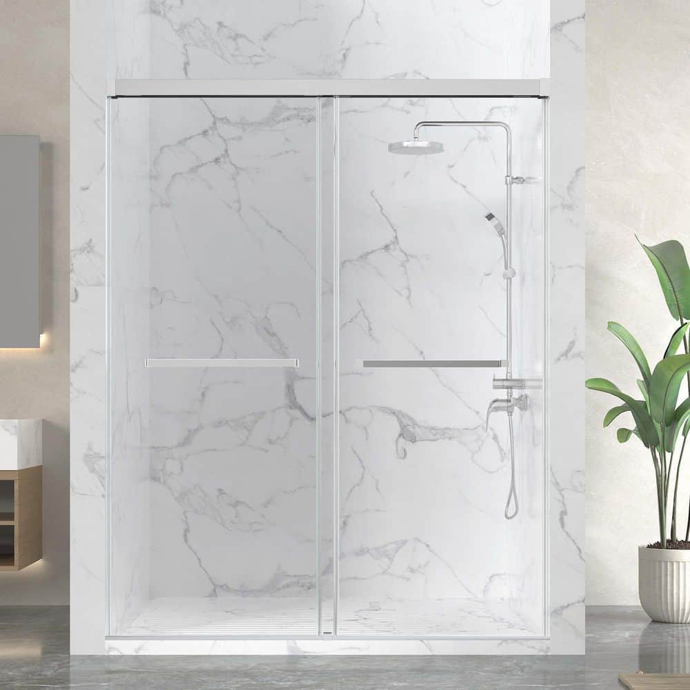 ANZZI Ward Series 76 in. x 44-48 in. Frameless Sliding Shower Door in ...
