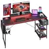 Bestier 61 in. Rectangular Reversible Black Carbon Fiber Computer Desk ...
