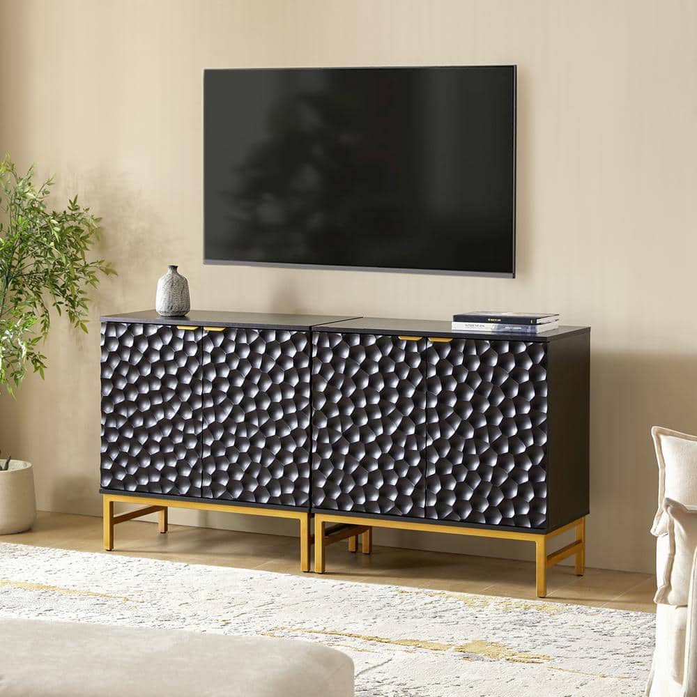 JAYDEN CREATION Kai Black Modern 31.5 in. Tall 2-Door Wood Sideboard ...
