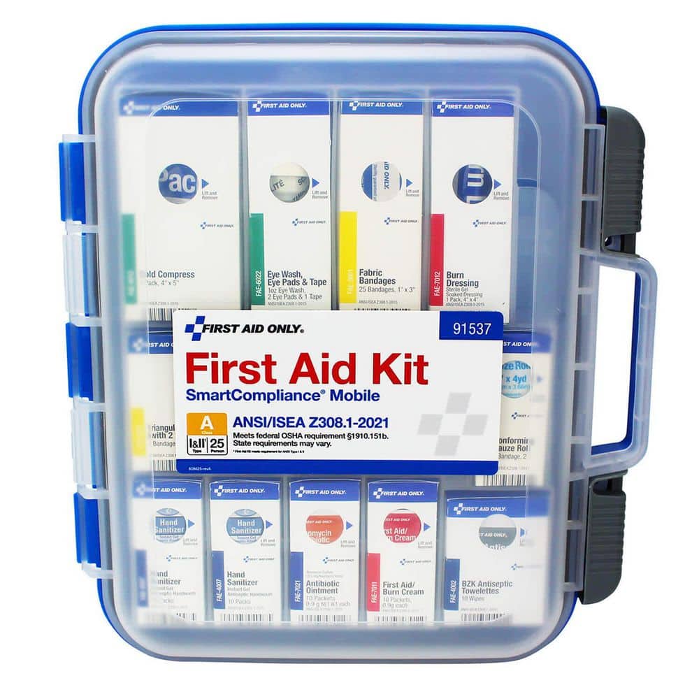 First Aid Only Smart Compliance Mobile 25-Person 2021 ANSI A Clear ...