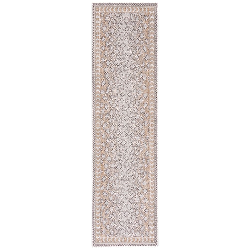 SAFAVIEH Courtyard Beige/Gold 2 ft. x 8 ft. Border Cheetah Indoor ...