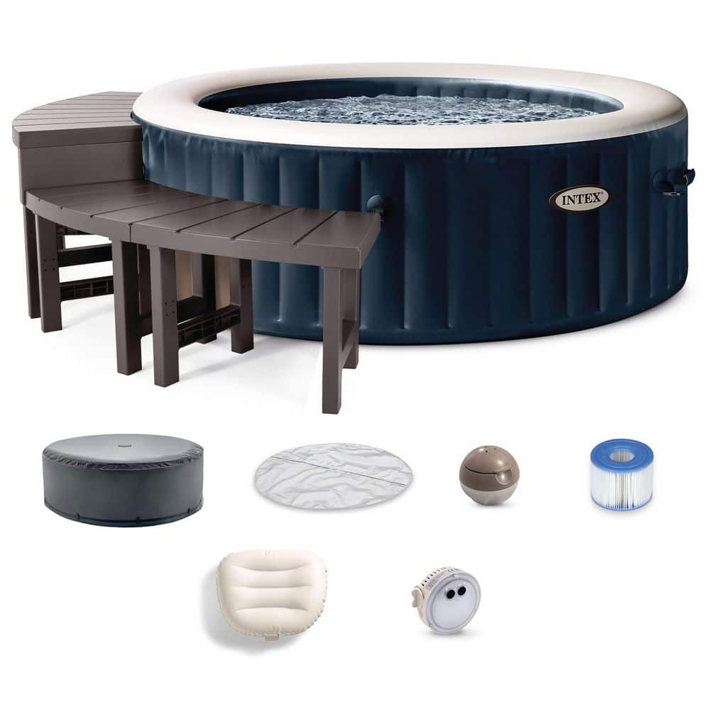 Intex 4-Person 140-Jets Inflatable Hot Tub Jet Spa and Medium PureSpa ...