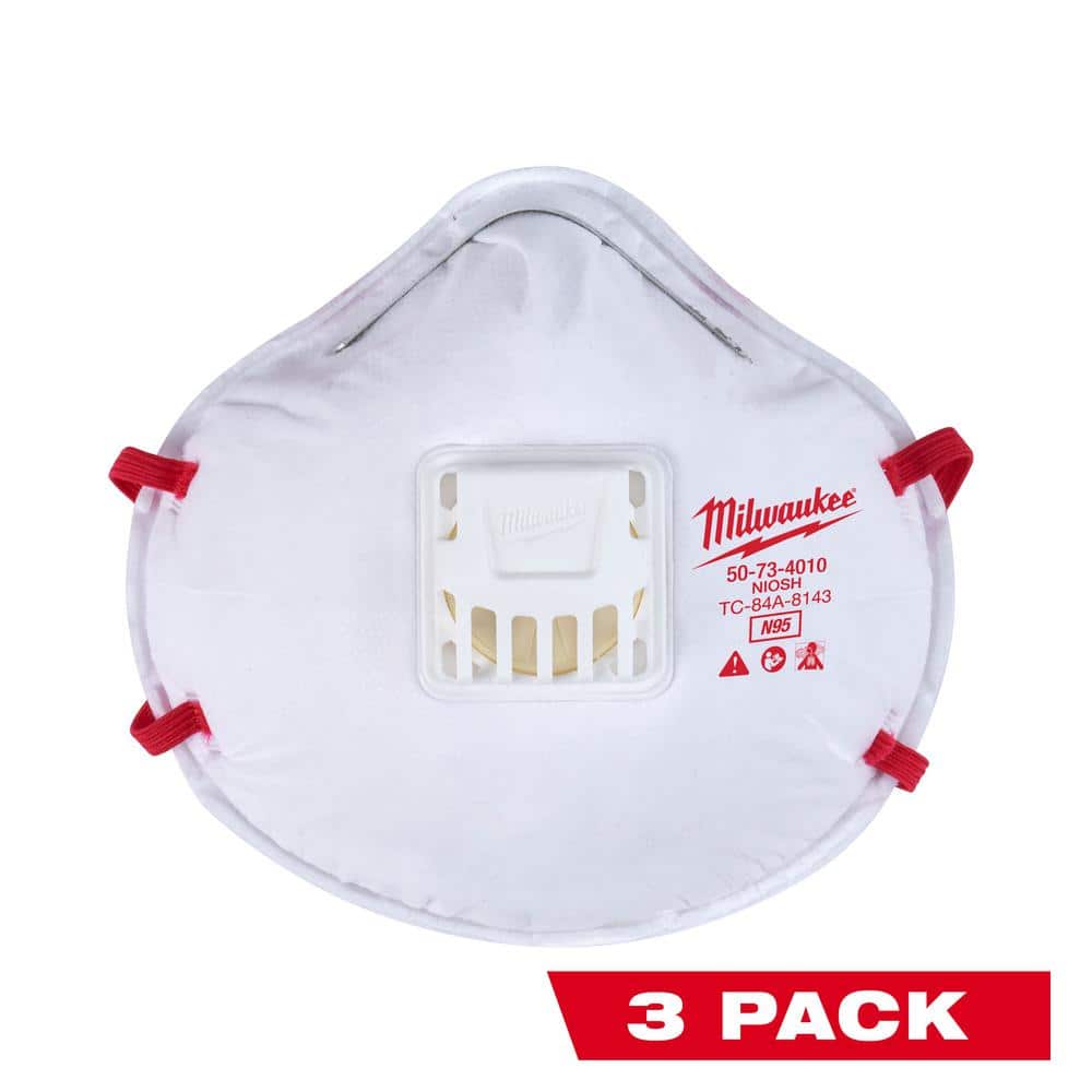 Milwaukee N95 Professional Multi-Purpose Valved Respirator (3-Pack) 48 ...