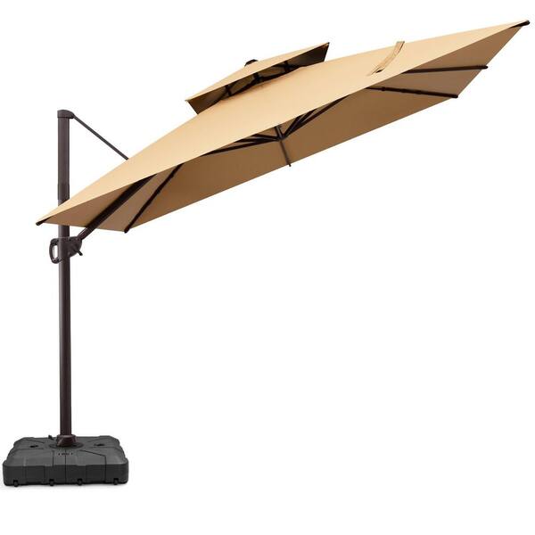 CLOUDFLY 11 ft. x 11 ft. Aluminum Cantilever Umbrella Rotatable Outdoor ...