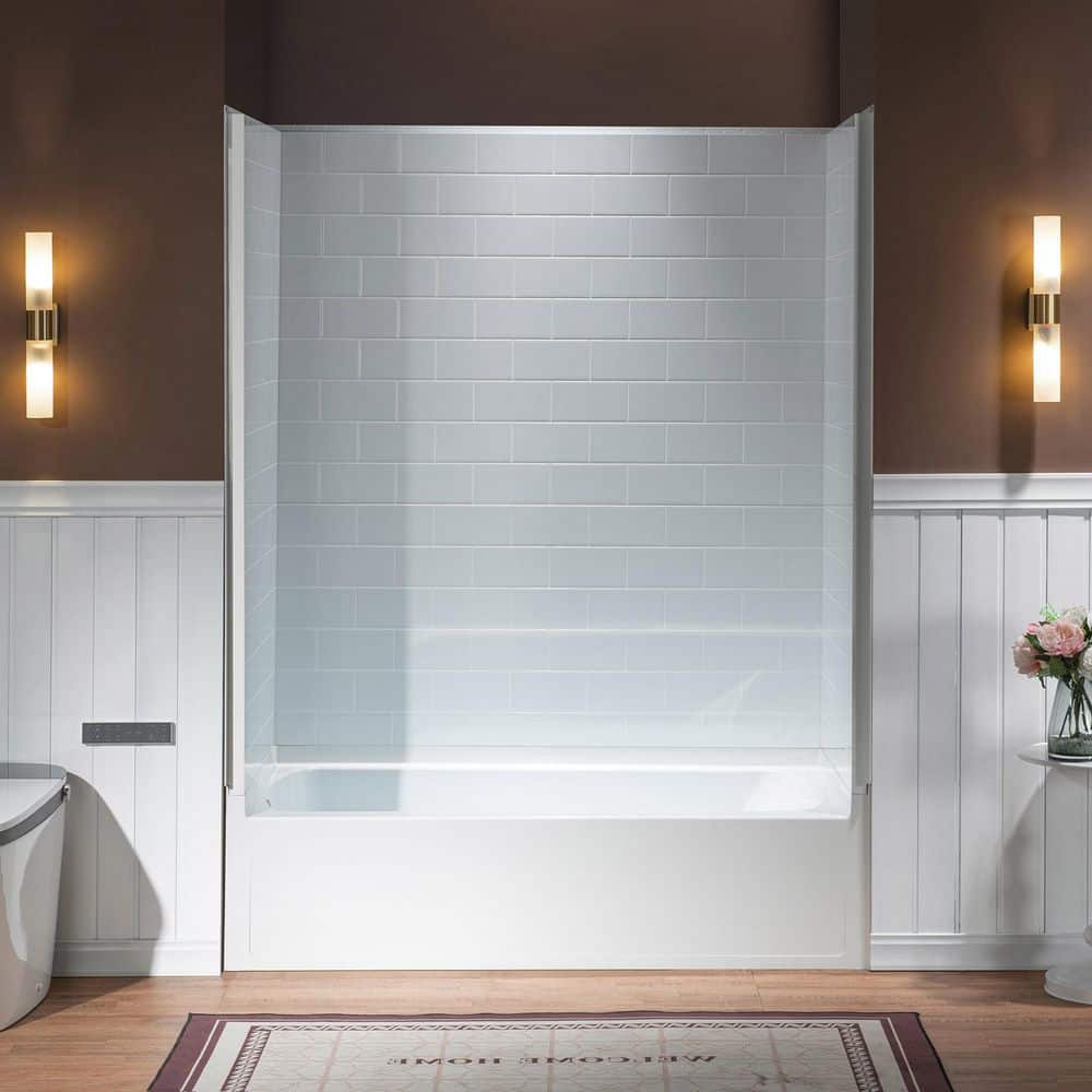 WOODBRIDGE 60 in. L x 32 in. W x 81 in. H Alcove Bathtub and 4-Piece ...