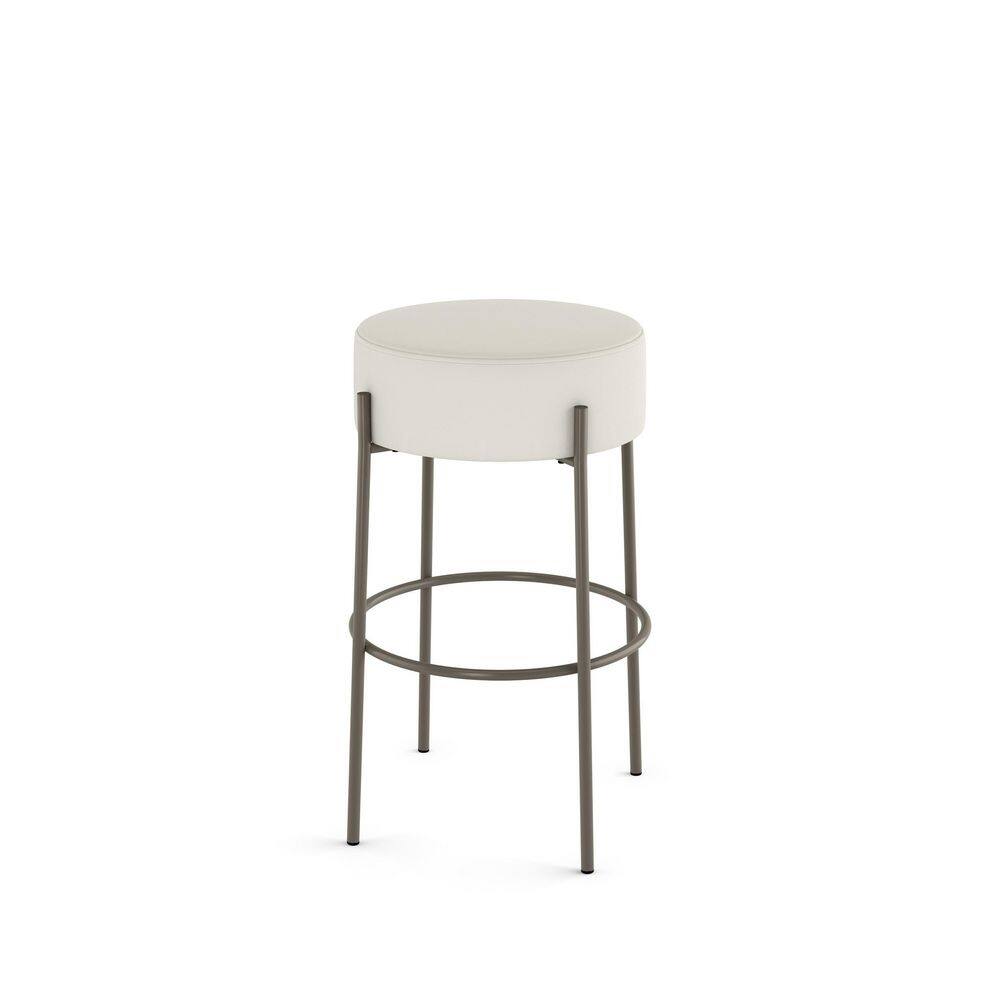Amisco Clovis 30.75 in. Backless Bar Stool Off White Faux Leather ...