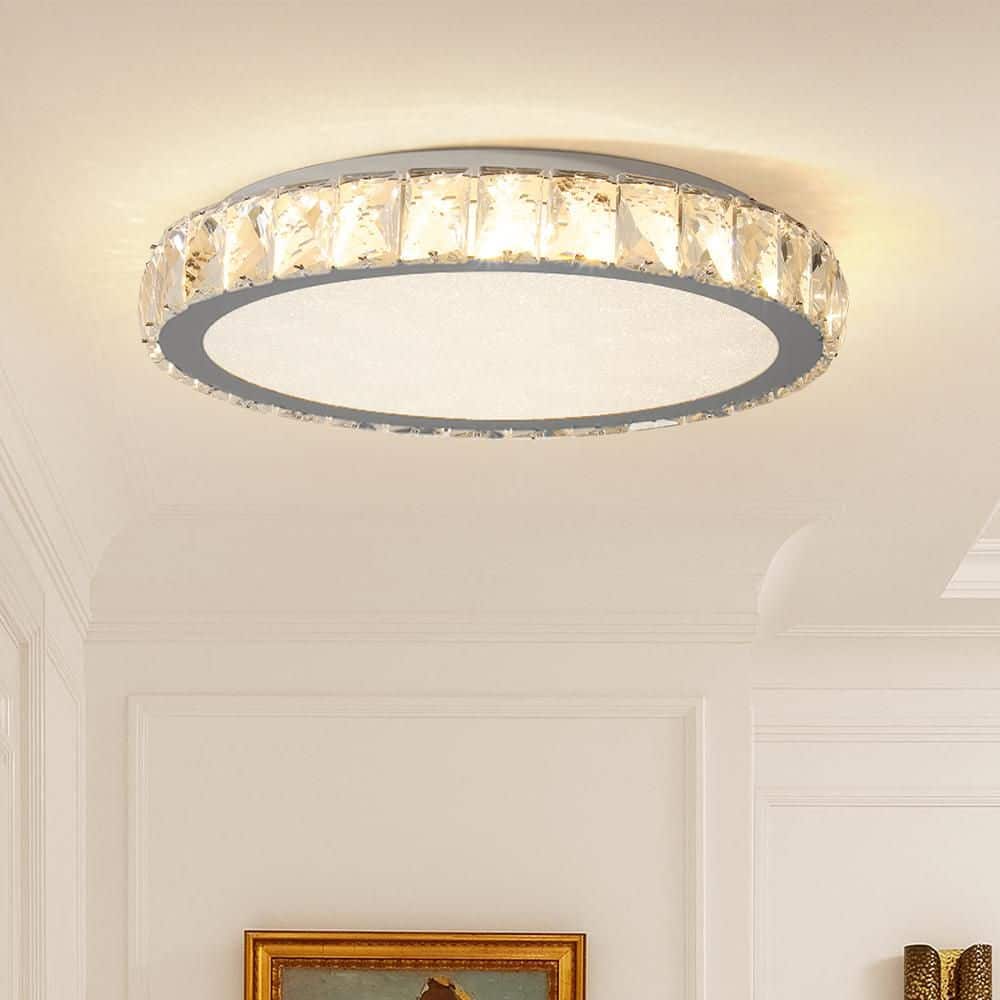 Lasaideal Crysia Dimmable 20 in. Integrated LED Chrome Flush Mount ...