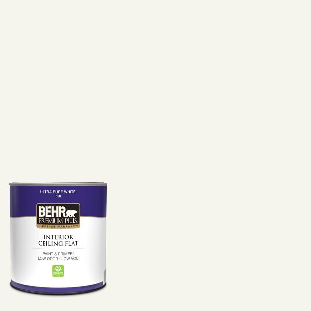 BEHR PREMIUM PLUS 1 qt. #75 Polar Bear Ceiling Flat Interior Paint ...