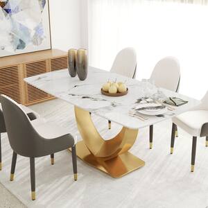 Magic Home 63 in. Luxury Sintered Stone Rectangle Black Top Purple ...