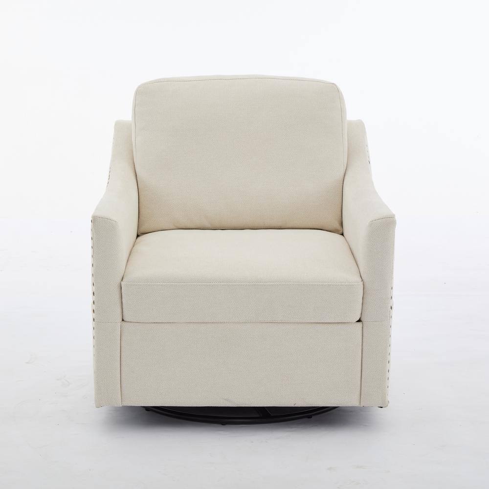 Reviews for Cream Swivel Rotating Accent Chair with USB and Pockets ...