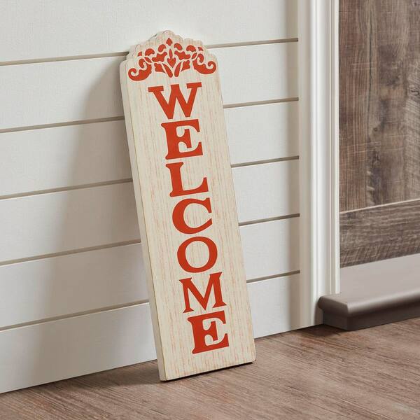 VHC Brands Welcome 18 in. x 6 in. Harvest Colors MDF Wall Art 85394 ...