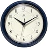 Infinity Instruments 5 in. Retro Round Navy Blue Aluminum Wall Clock ...