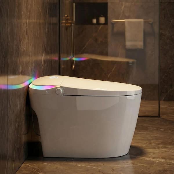 TOTTE Smart Toilet 1.28 GPF Dual Flush Elongated Toilet in White with ...