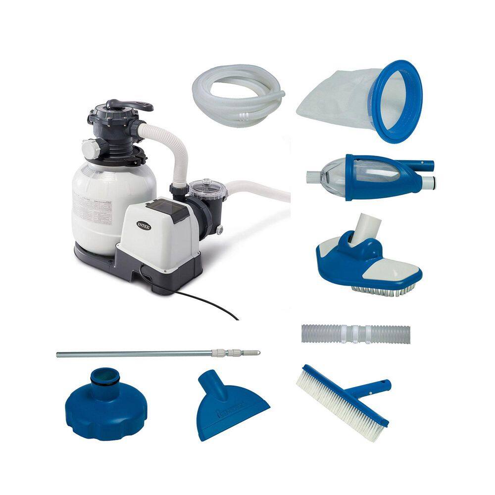 Intex 2100 GPH Above Ground Pool Sand Filter Pump w/ Deluxe Pool ...