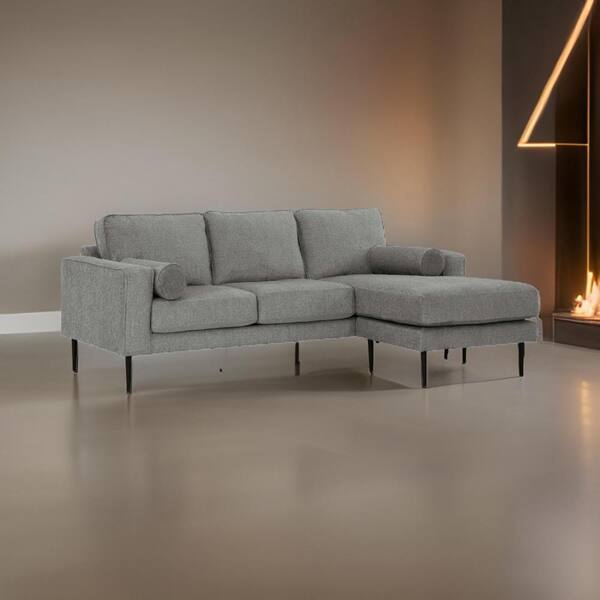 Benjara Haez 58 in. Straight Arm Polyester Rectangle Sofa in Gray and ...