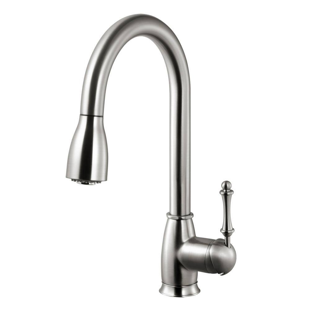 HOUZER Camden Single-Handle Pull Down Sprayer Kitchen Faucet with ...