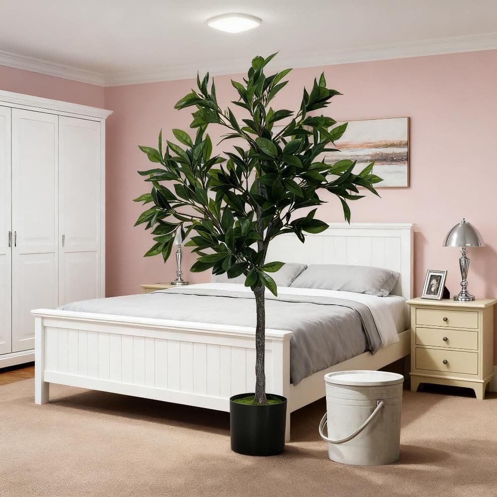 3 ft. Green Artificial Laurel Artificial Tree Potted Fake Plant, for ...