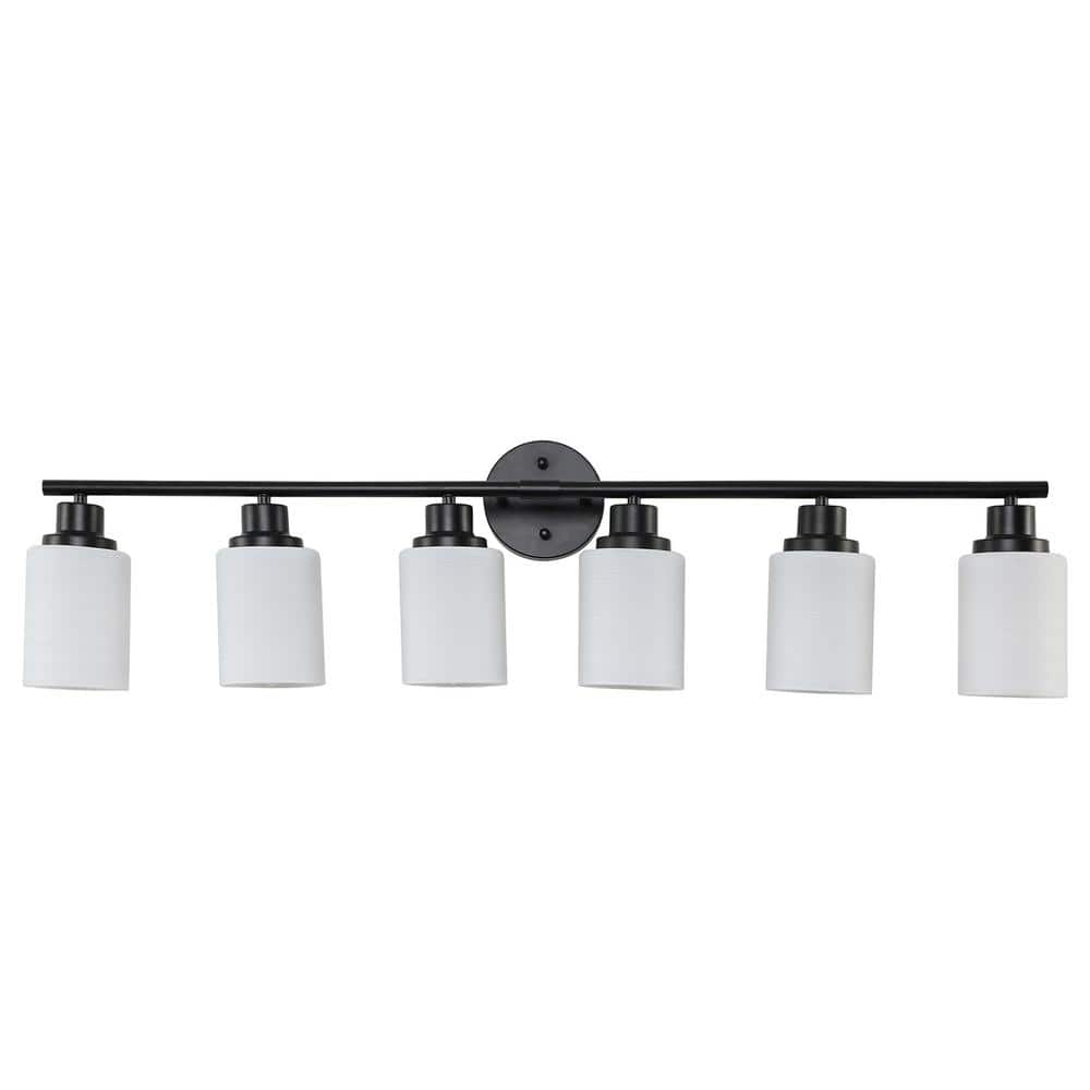 VEVETTA 38.6 in. Modern 6-Light Bathroom Vanity Light, Frosted White ...