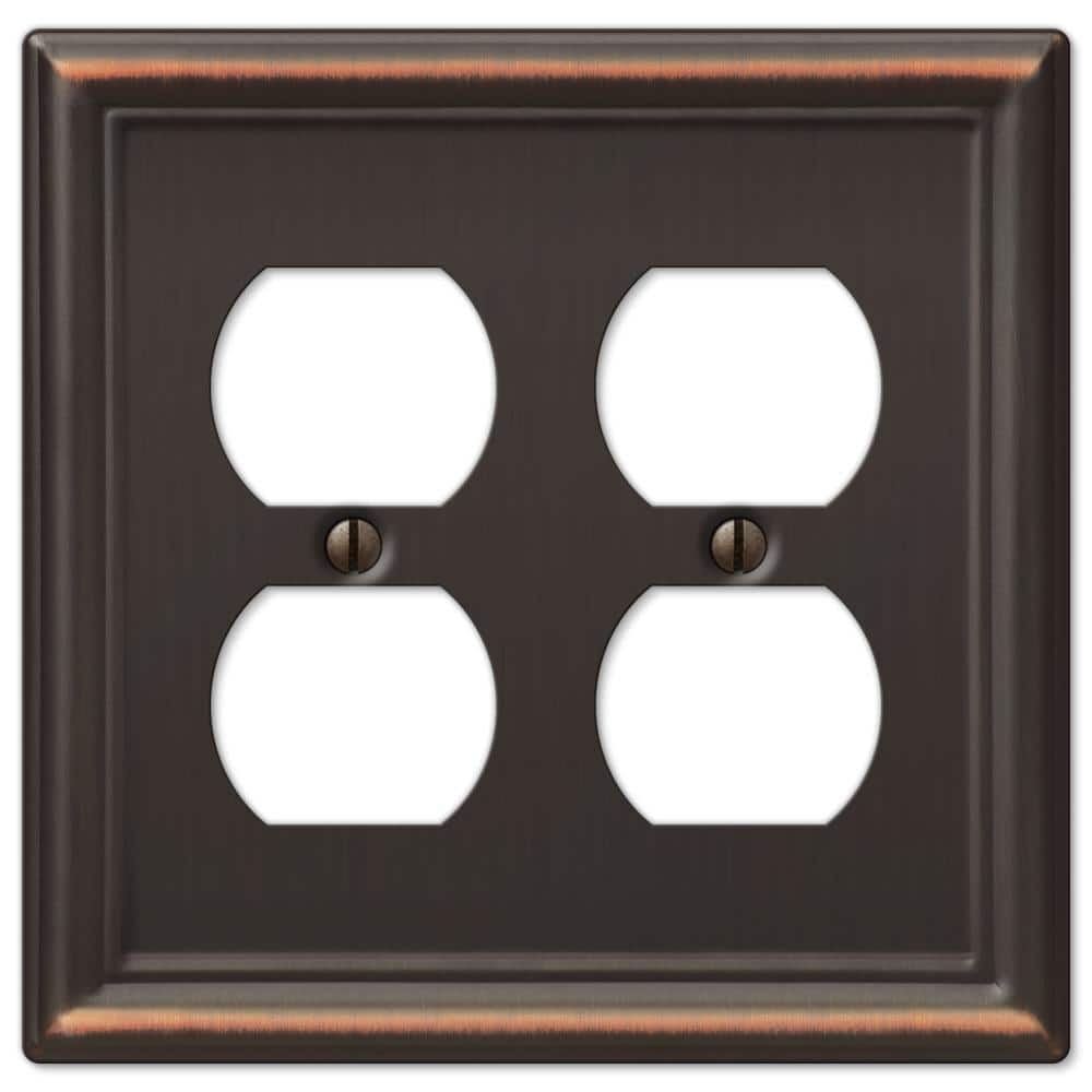 AMERELLE Ascher 2-Gang Aged Bronze Duplex Outlet Stamped Steel Wall ...