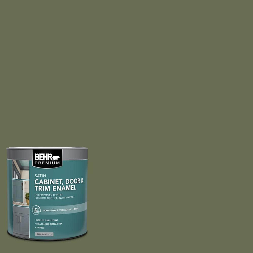 BEHR PREMIUM 1 qt. #S380-7 Global Green Satin Enamel Interior/Exterior ...
