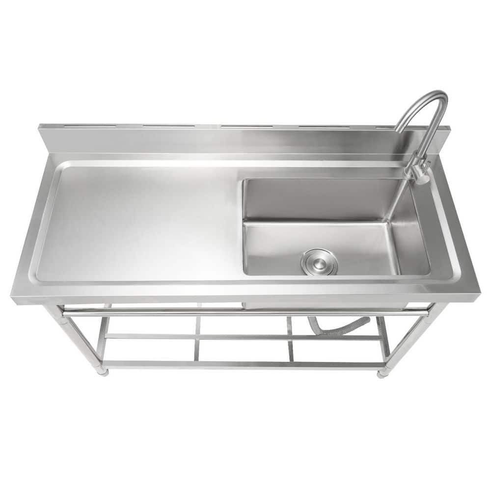SKYSHALO Stainless Steel Utility Sink,1 Compartment Free Standing Small ...
