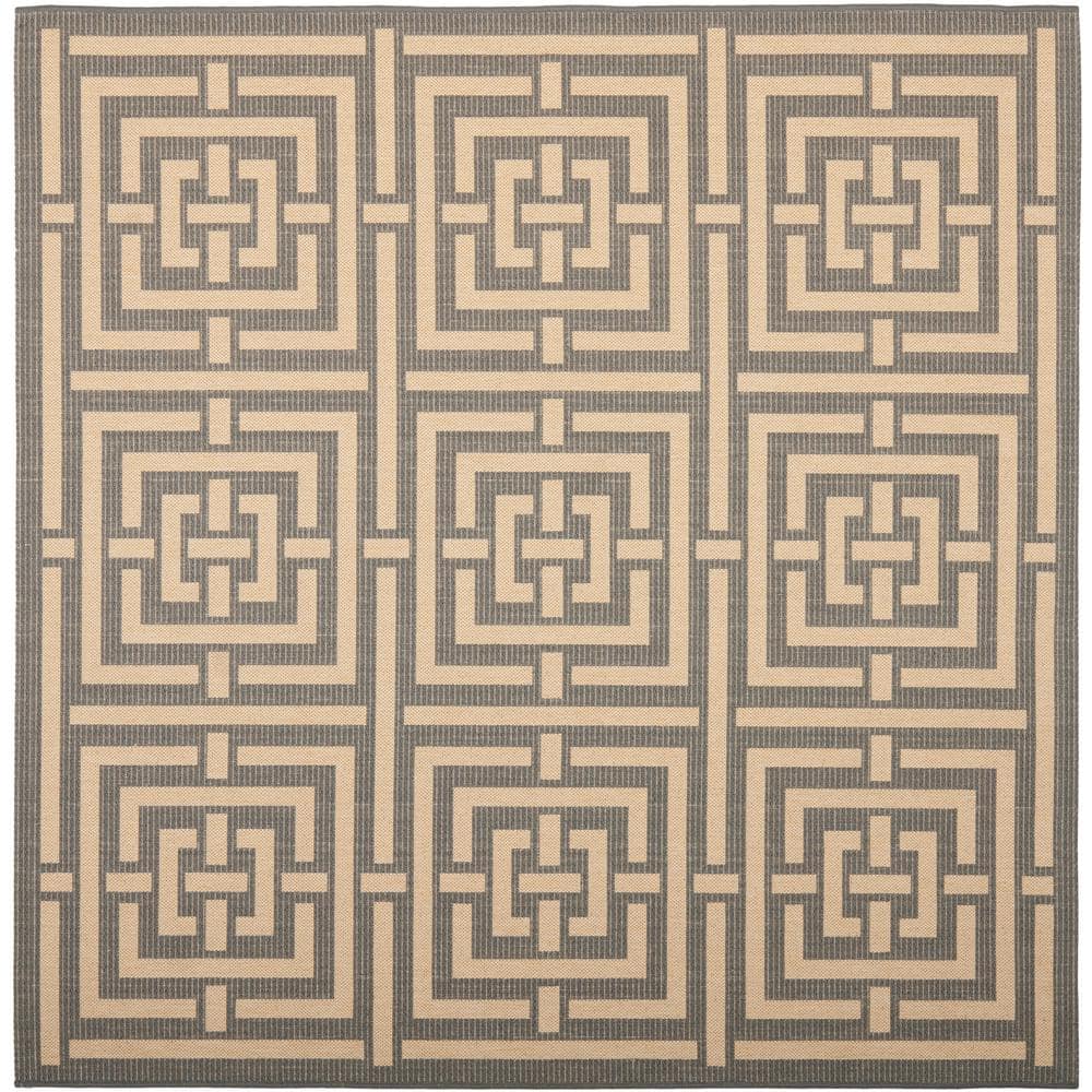SAFAVIEH Courtyard Gray/Cream 8 ft. x 8 ft. Square Geometric Indoor ...