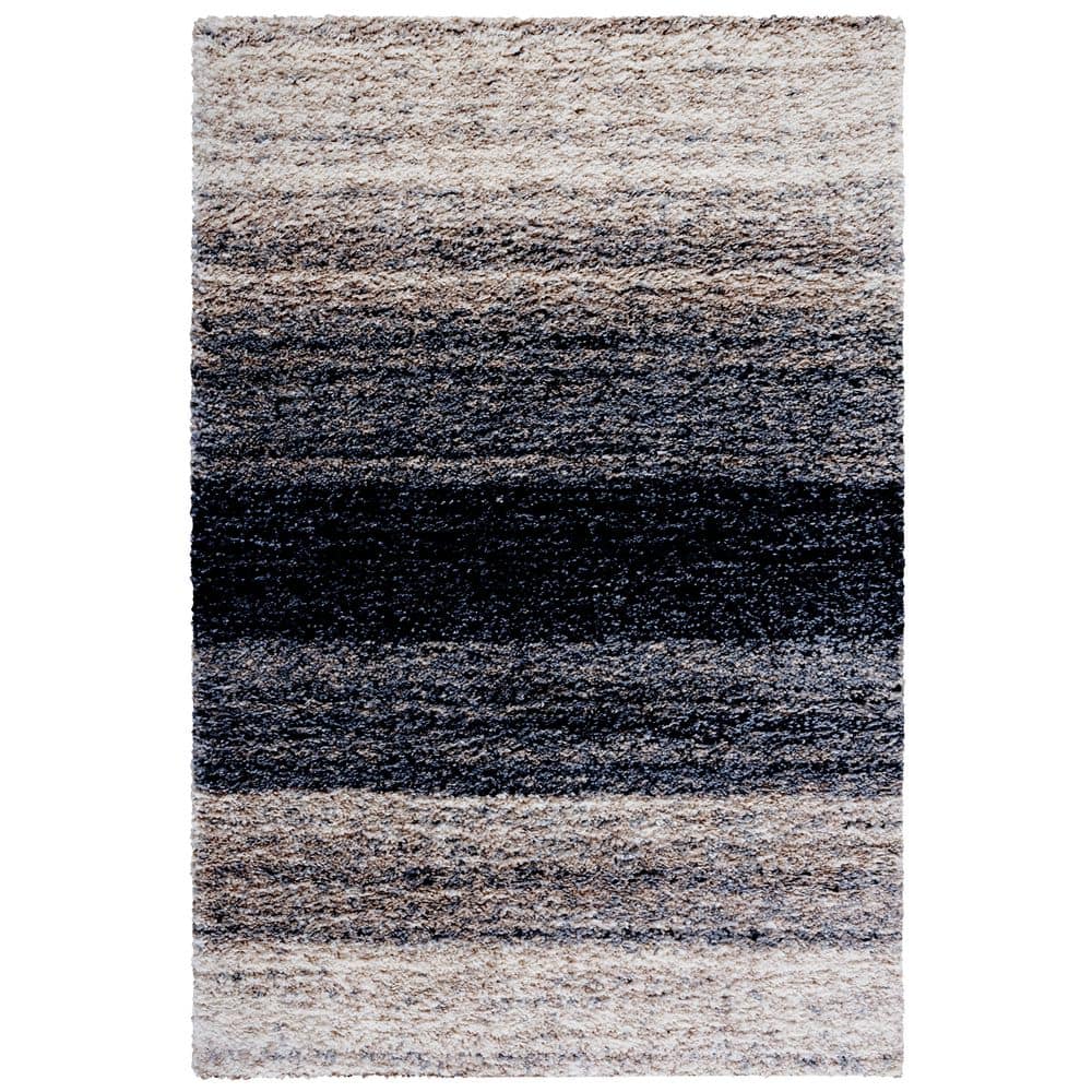 SAFAVIEH Berber Shag 9 ft. x 12 ft. Gray/Charcoal Striped Gradient Area ...
