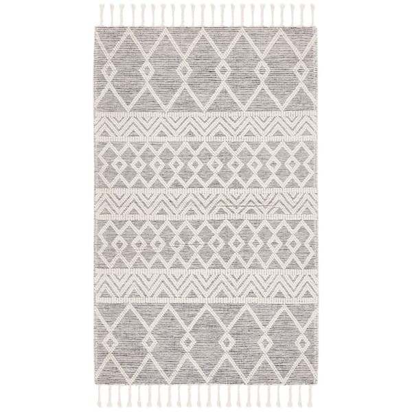 SAFAVIEH Natura 8 ft. x 10 ft. Ivory/Black Geometric Chevron High-Low ...