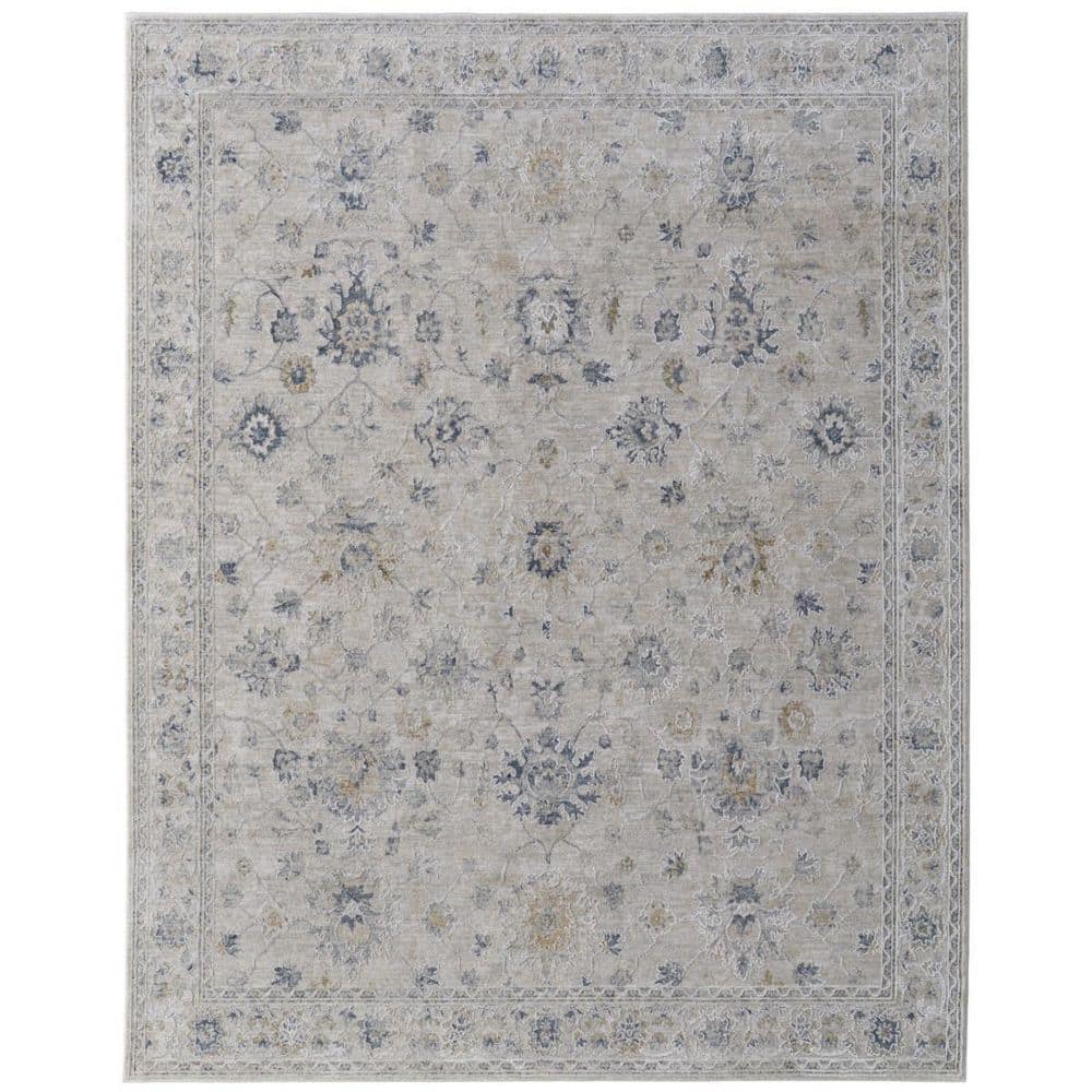 HomeRoots 8 ft. x 10 ft. Ivory, Taupe, Blue Abstract Area Rug ...