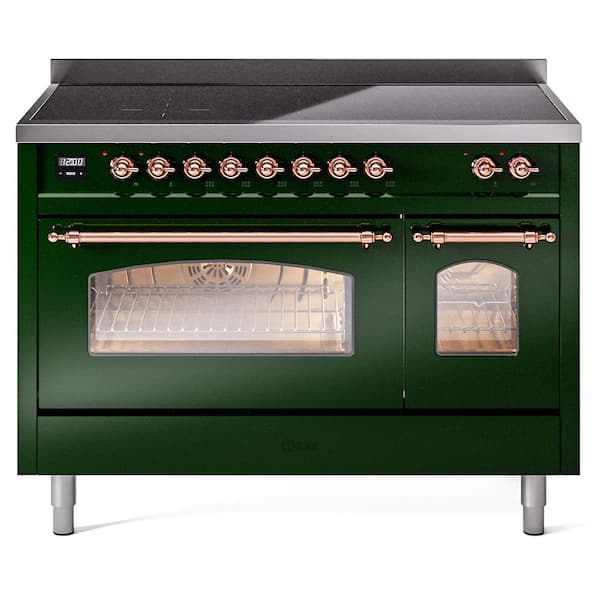 ILVE Nostalgie 48 in. 6 Zone Freestanding Double Oven Induction Range ...
