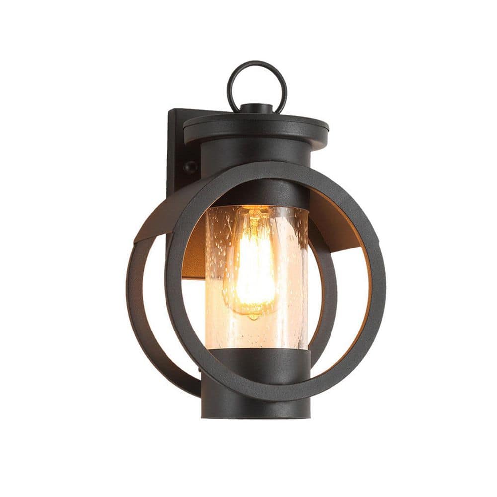 OUKANING 1-Light Black Indoor/Outdoor Wall Sconce Modern Waterproof ...