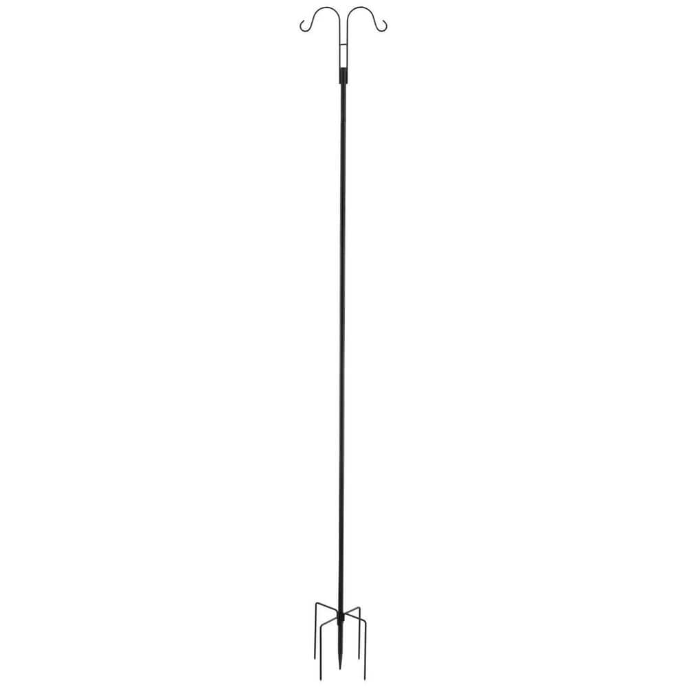 Amamoi 92 in. Black Steel Heavy Duty Dual-Arm Garden Shepherd Hook with ...
