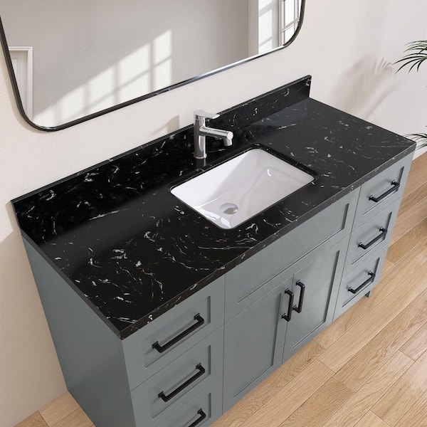 NTQ Fyui 48 in. W x 22 in. D Engineered Stone Vanity Top Rectangular ...