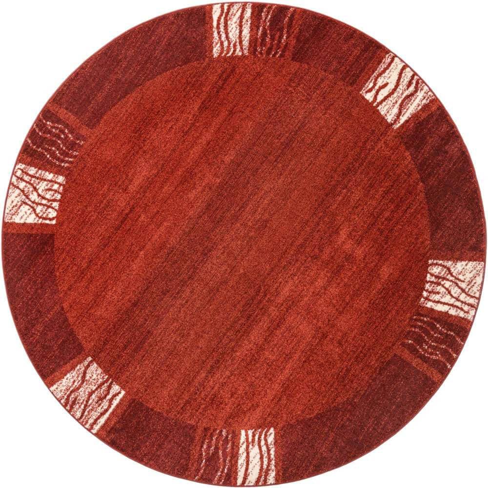 Unique Loom Del Mar Sarah Rust Red 8' 0 x 8' 0 Round Rug 3120526 - The ...
