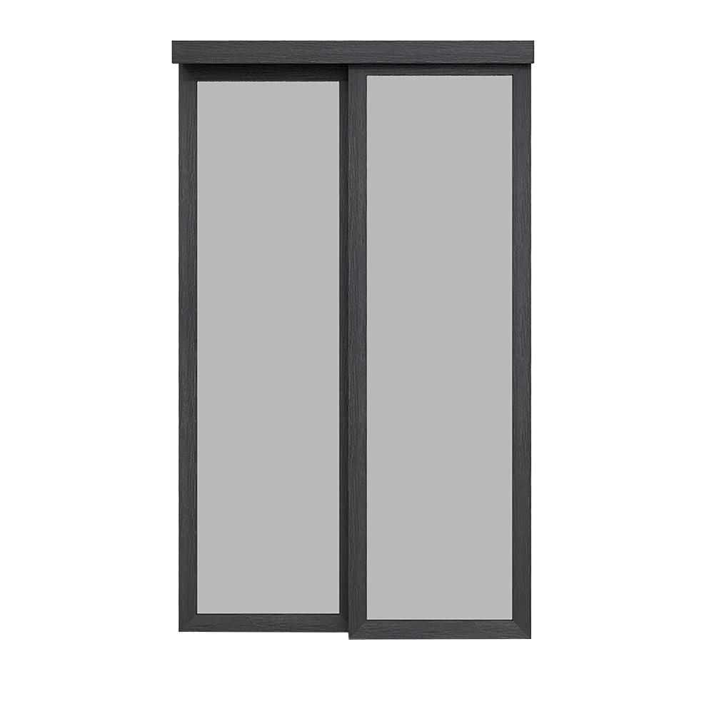 TRUporte VersaStyle 72 in. x 80-1/2 in Black Wood Grain MDF Sliding ...