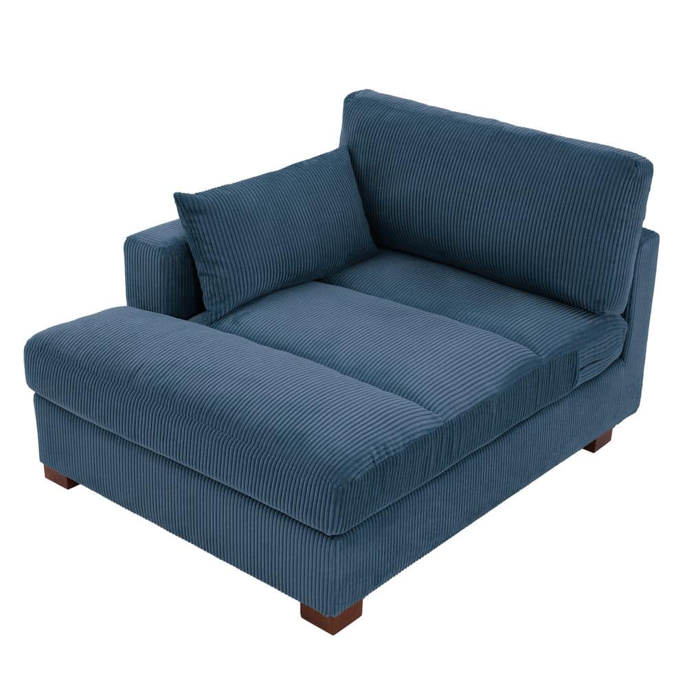 Uixe Modern Left Arm Facing Navy Blue Corduroy Polyester Upholstered ...