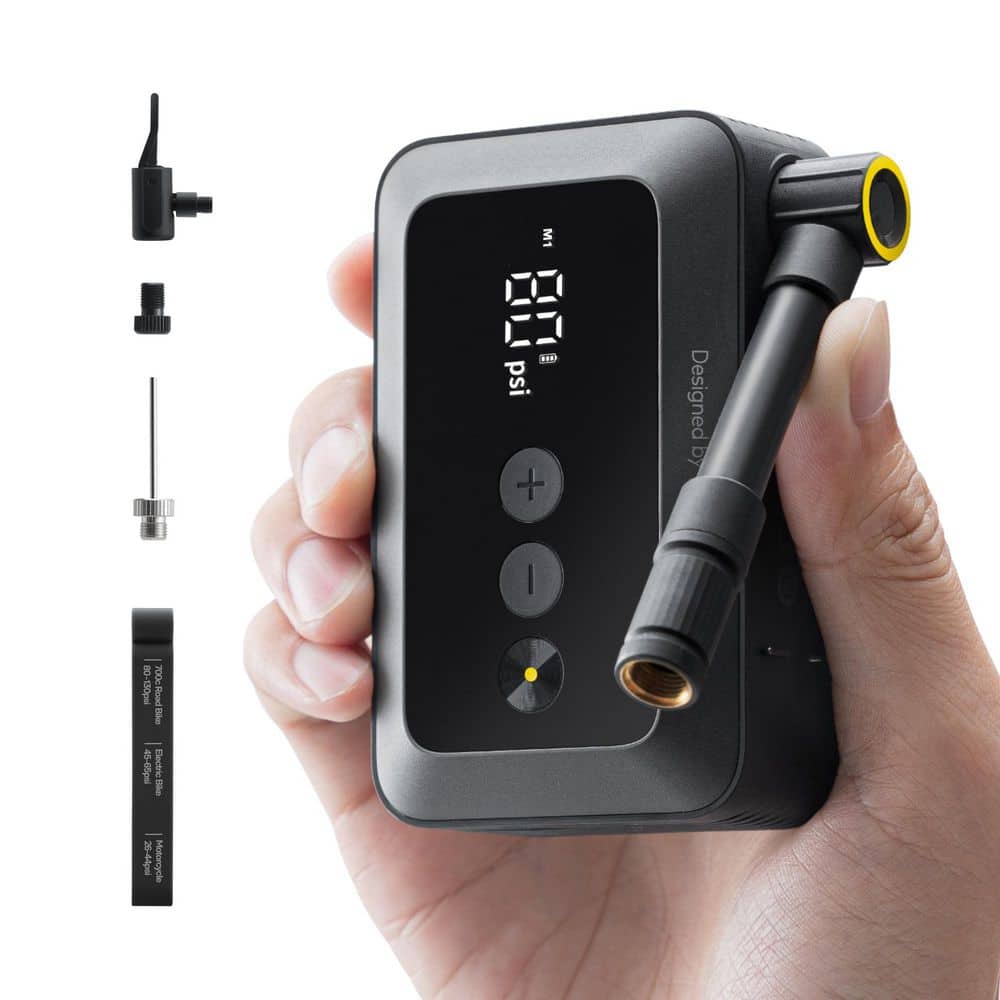 HOTO Mini Bike Tire Pump 150PSI Fast Inflate Electric Air Pump Pocket ...