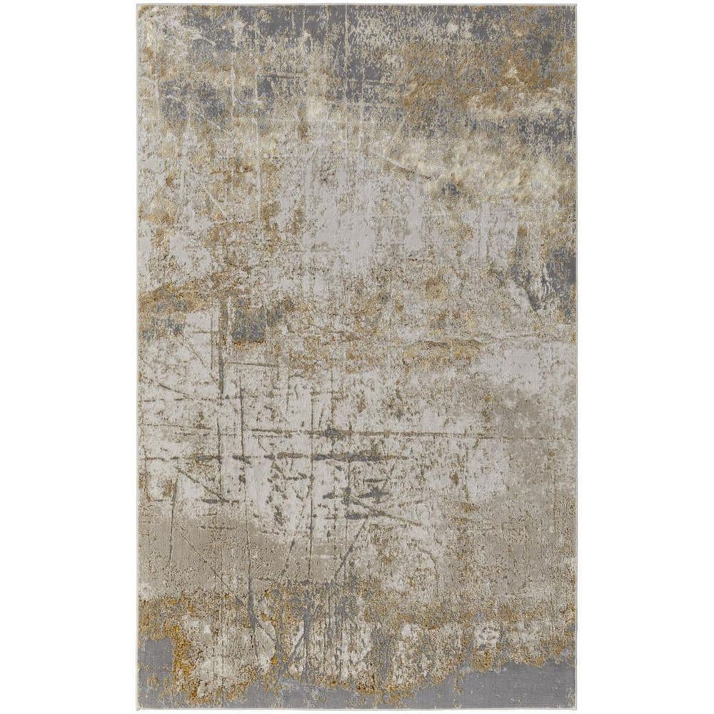 HomeRoots 4 ft. x 6 ft. Ivory, Gray, Brown Abstract Area Rug 2000566599 ...